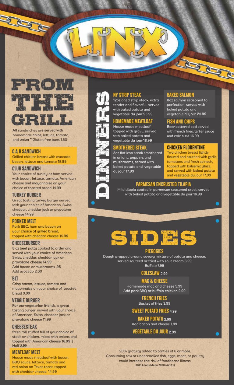 Menu | Linx Restaurant & Pub